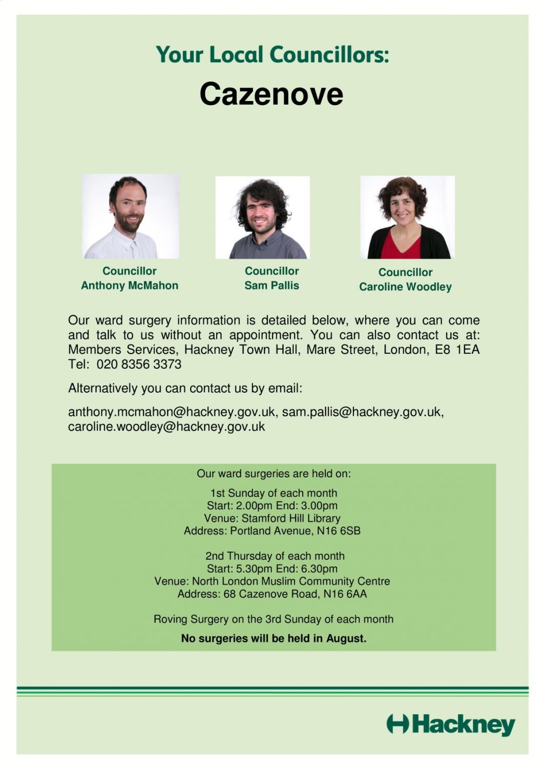 Cazenove Ward Councillor Surgery at NLMCC – NLMCC